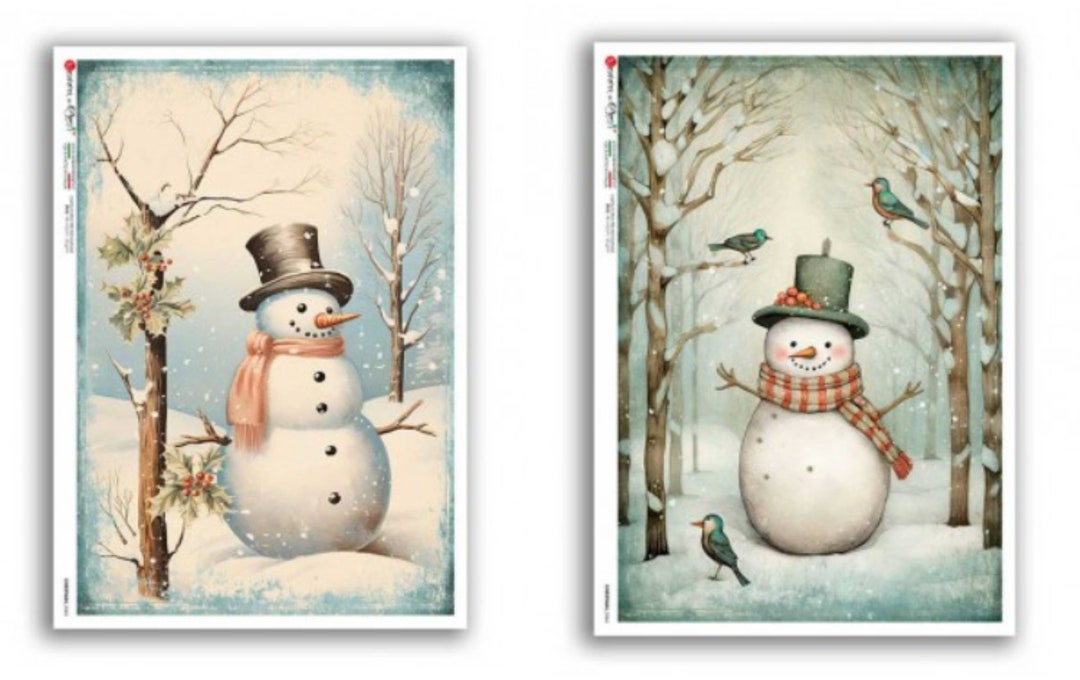 Paper Designs A5 Rice Paper - Christmas - Snowman Rice Paper ...