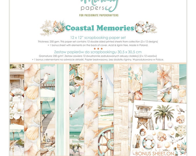 Mintay 12x12 Coastal Memories Paper Pack - Double Sided Paper - 12x12 ...