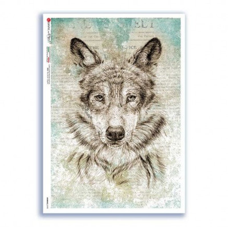 Wolf on Rice Paper - Etsy