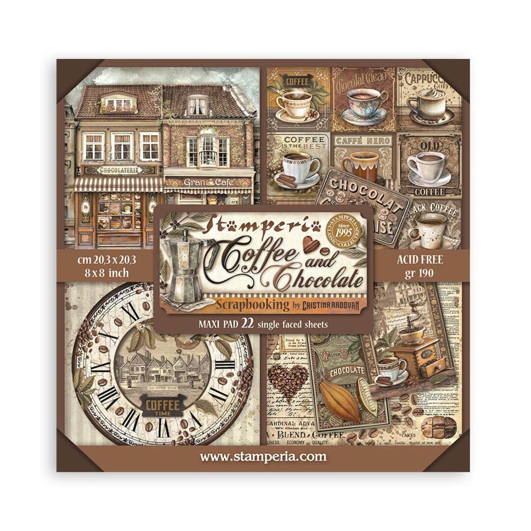 Stamperia 8x8 Coffee and Chocolate 22 Sheets - Single Sided Cardstock ...
