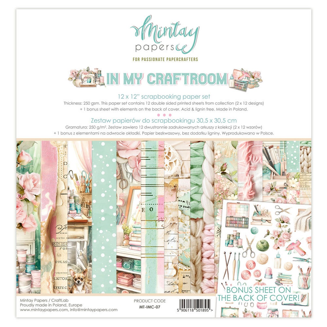 Mintay 12x12 in My Craftroom Paper Pack - Double Sided Paper - 12x12 ...