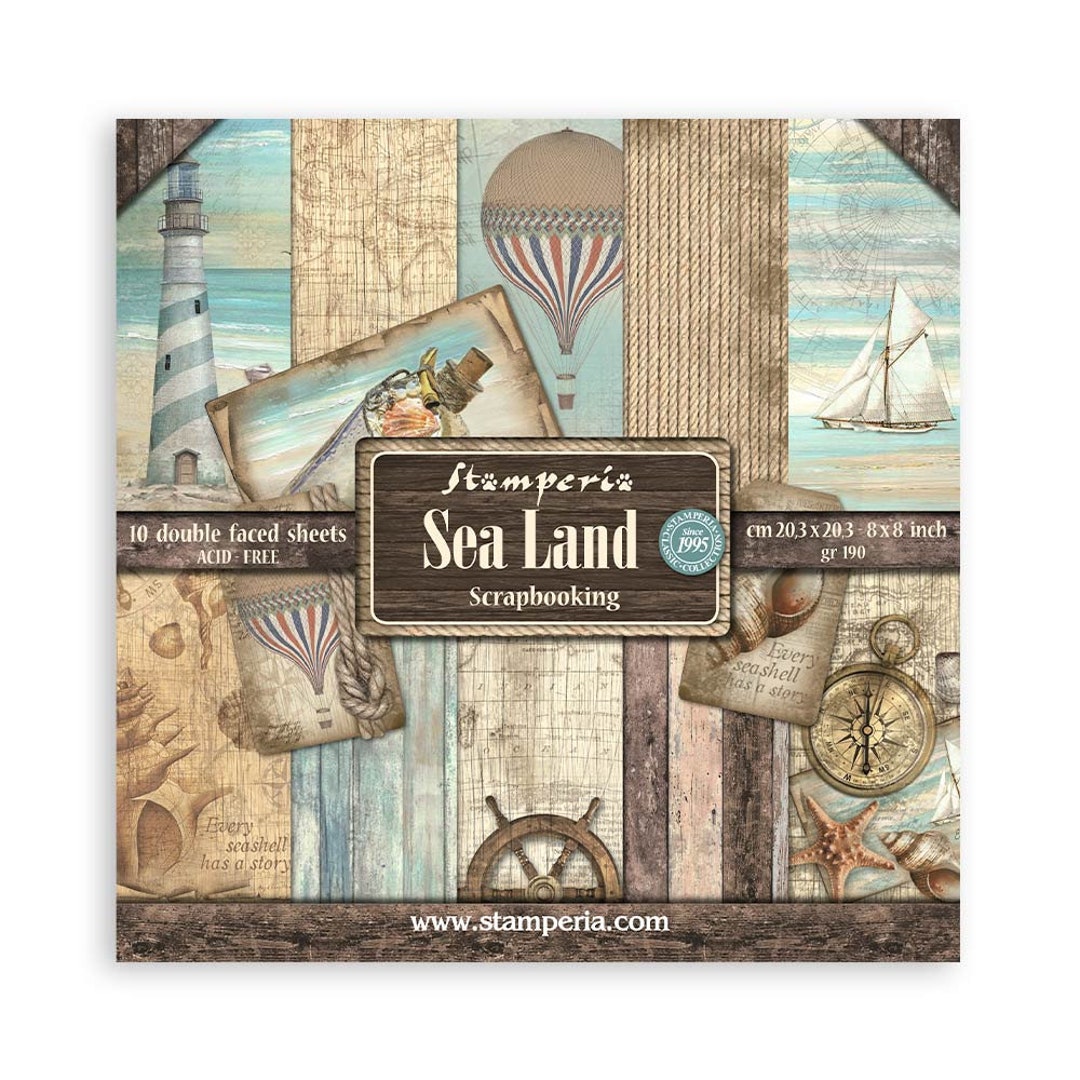 Stamperia 8x8 Sea Land Cardstock - Stamperia - Double Sided Cardstock ...