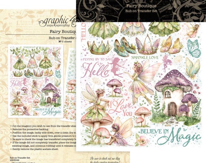 Graphic 45 Fairy Boutique Rub-on Transfers - Flower Fairy Transfers ...