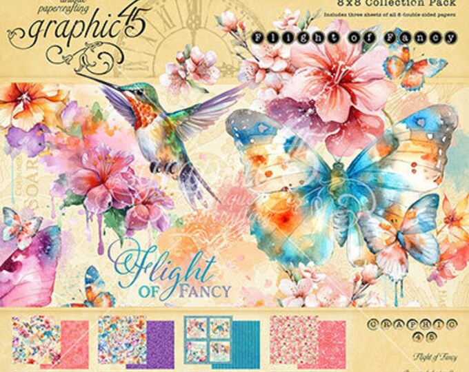 Graphic 45 8x8 Flight of Fancy Cardstock - Flight of Fancy Collection ...