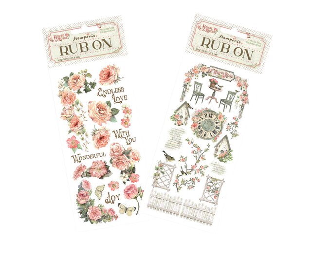 Stamperia House of Roses Rub Ons - Pink Rose Transfers - Transfer Film ...