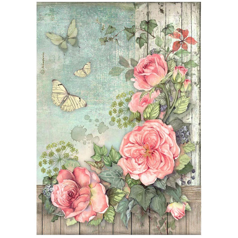 Stamperia A4 House of Roses Rice Paper - Decoupage Rice Paper - Rose ...