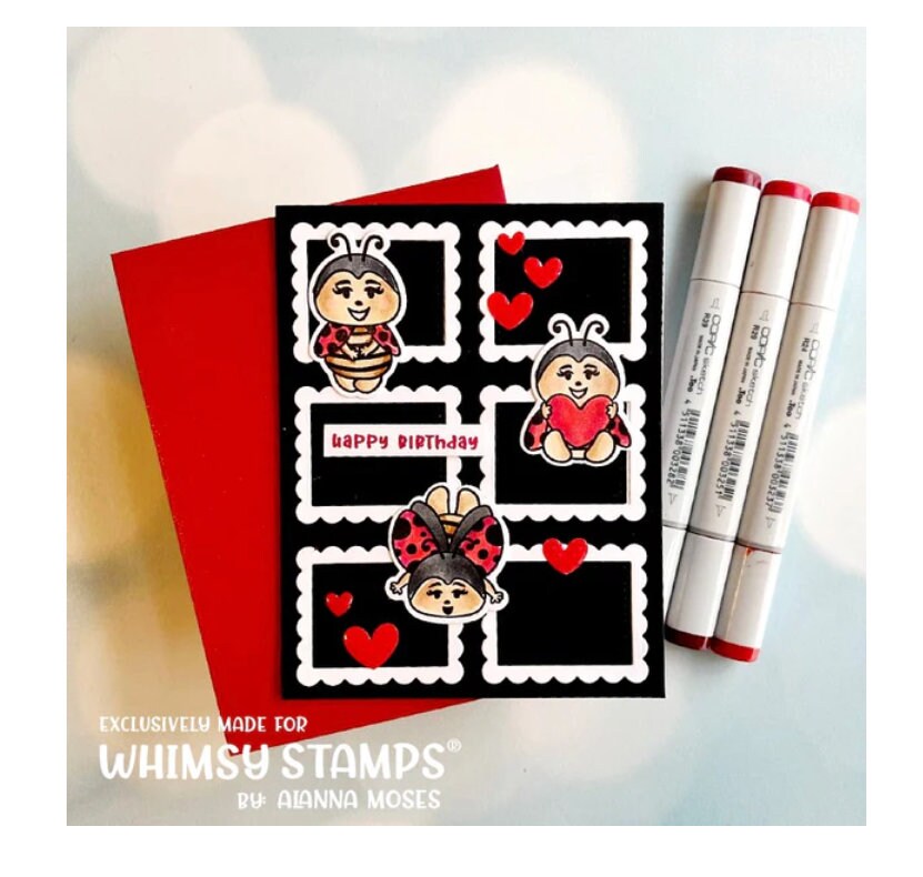 Whimsy Stamps Lady Bugs Clear Stamps - Clear Cling Stamps - Sentiment ...