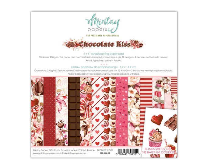 Mintay 6x6 Chocolate Kiss Paper Pad - Double Sided Paper - 6x6 Paper ...