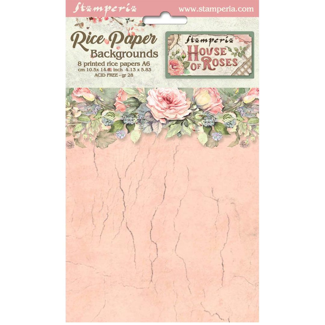 Stamperia A6 House of Roses 8pk Rice Paper - Decoupage Rice Paper ...