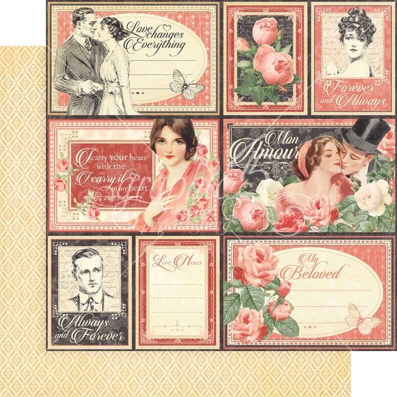 Graphic 45 8x8 Mon Amour Paper Pad - G45 Paper - Mon Amour Collection ...