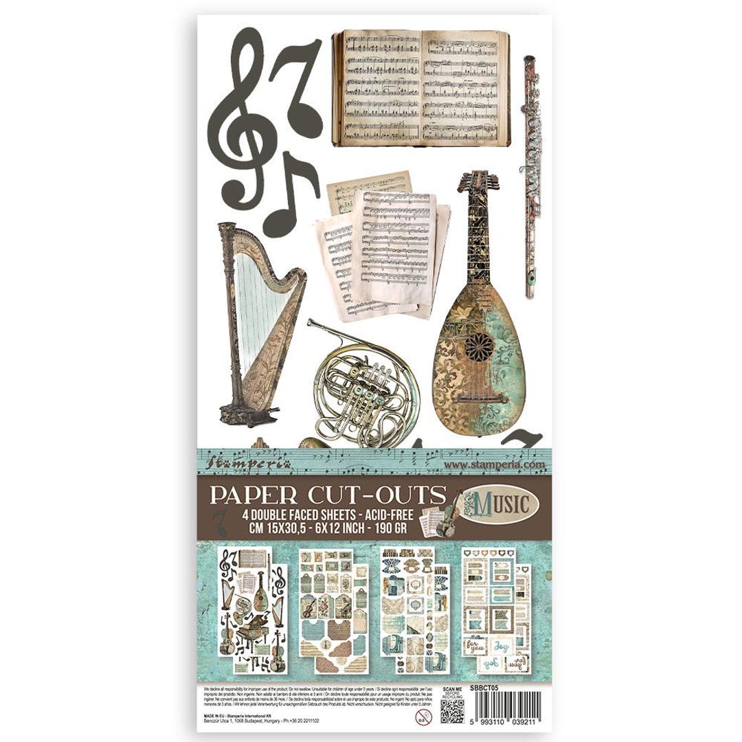 Stamperia Music Paper Cut Outs - Paper Cut Outs - Double Faced Sheets ...