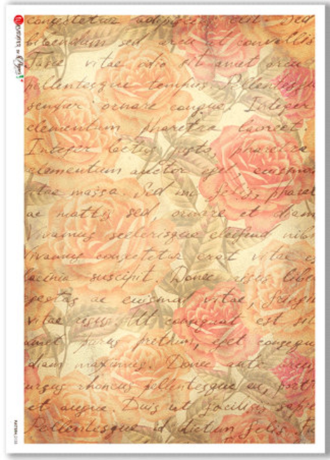Paper Designs Rice Paper - Rose and Writings -rose Rice Paper ...