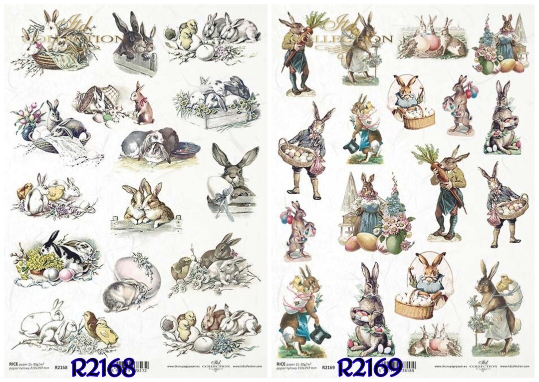 ITD Collection Easter Bunnies Decoupage Rice Paper - Background Rice ...