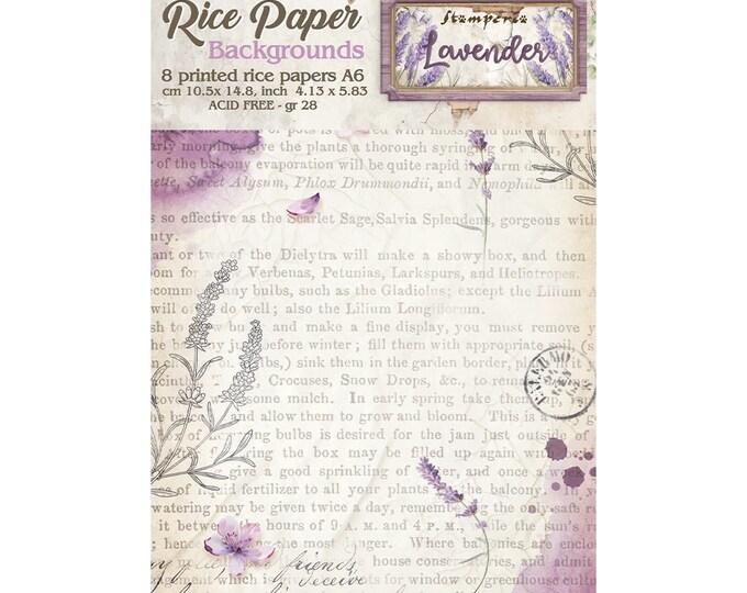 Stamperia A6 Lavender 8pk Rice Paper - Rice Paper - A6 Rice Paper ...