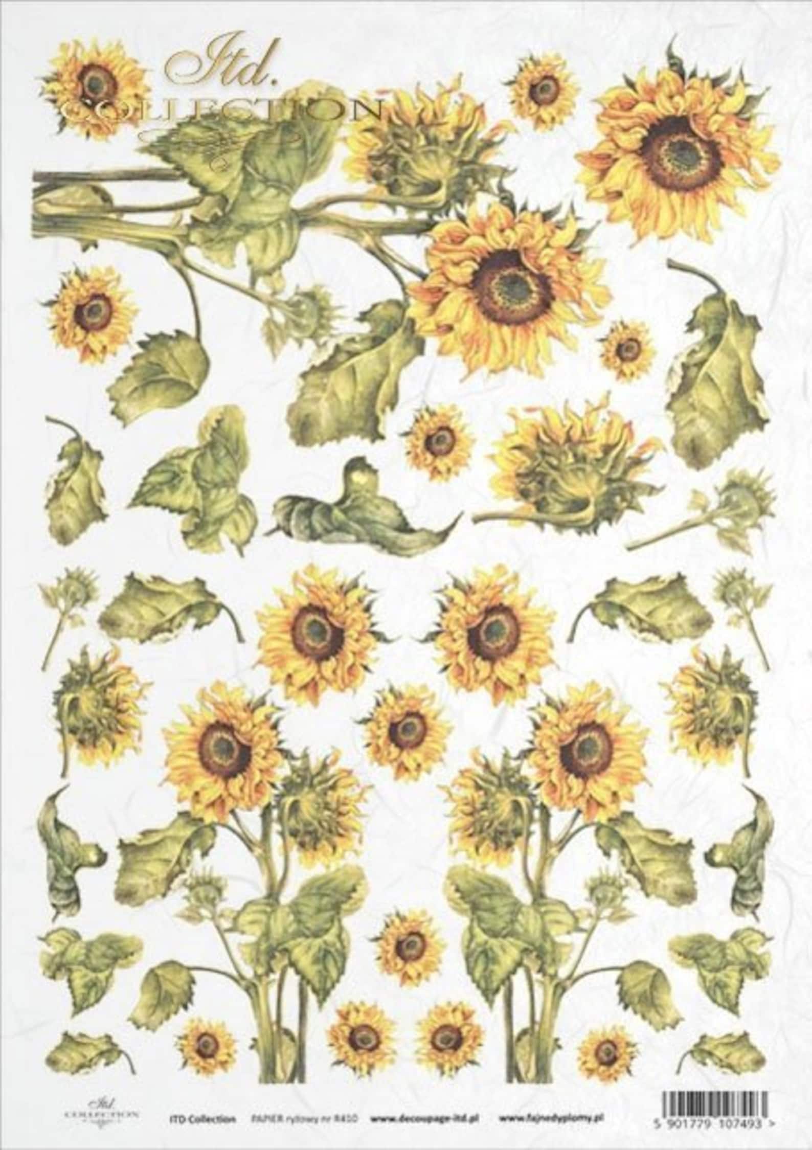 ITD Collection Sunflower Rice Paper - Flower Rice Paper - Sunflower ...