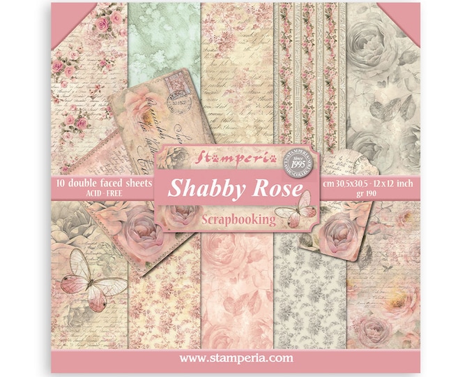 Stamperia 12x12 Shabby Rose Cardstock - Double Sided Paper - 12x12 ...