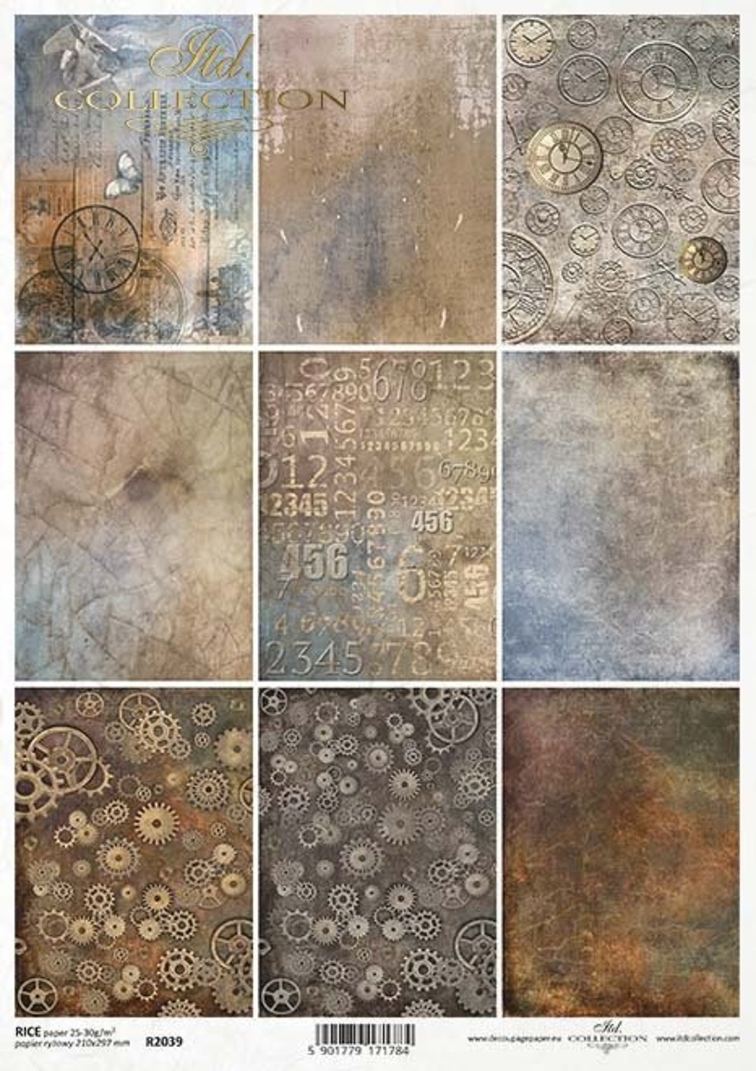 ITD Collection A4 Steampunk Series Collage Rice Paper - Steampunk Rice ...