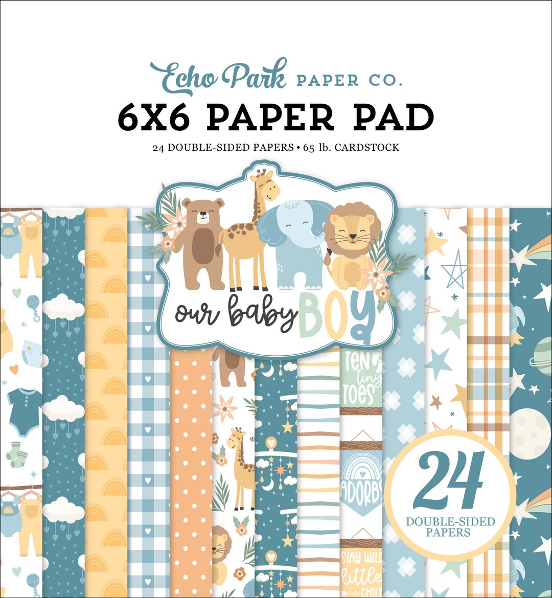 Echo Park 6x6 Our Baby Boy Paper Pad - Double Sided Paper - 6x6 Paper ...