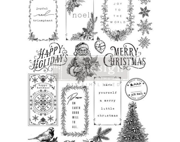 Prima Redesign Santa's Helper Tags Decor Clear Stamps Clear Cling ...