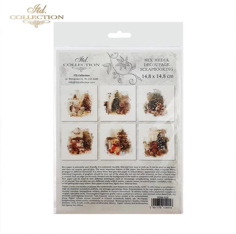 MINI Teddy Bear Christmas Rice Paper Set ITD Rice Paper - Etsy