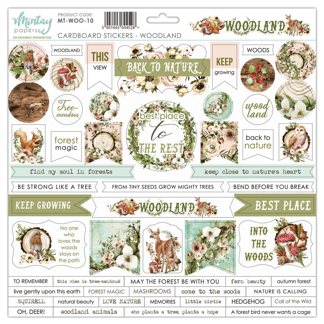 Mintay Woodland 12 X 12 Sticker Sheet - Forest Sticker Sheet ...