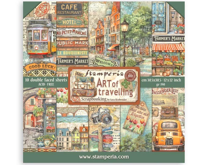 Stamperia 12x12 Art of Traveling Cardstock - Double Sided Paper - 12x12 ...