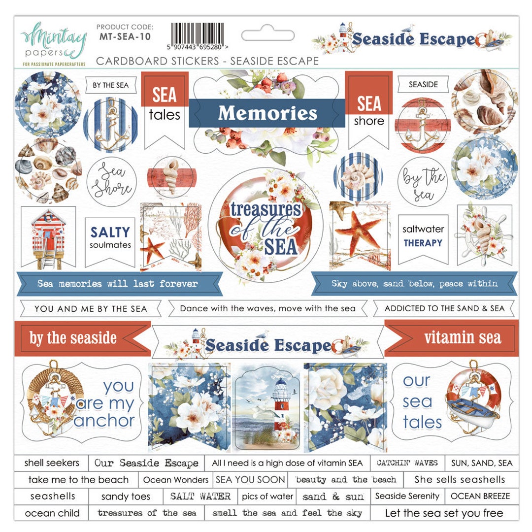 Mintay Seaside Escape Stickers - Seaside Sticker Sheet - 12x12 Sticker ...