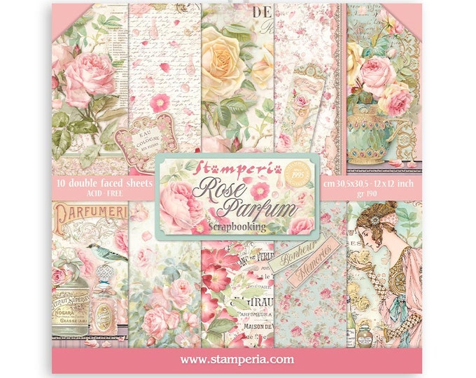 Stamperia 12x12 Rose Parfum Cardstock - Double Sided Cardstock - Rose ...