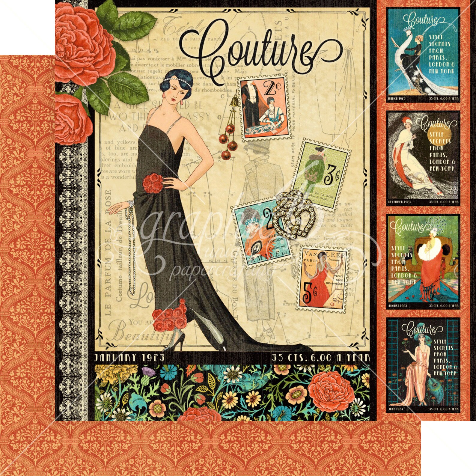 Graphic 45 8x8 Couture Paper Pad - 8x8 Fashion Paper - Graphic45 Paper ...