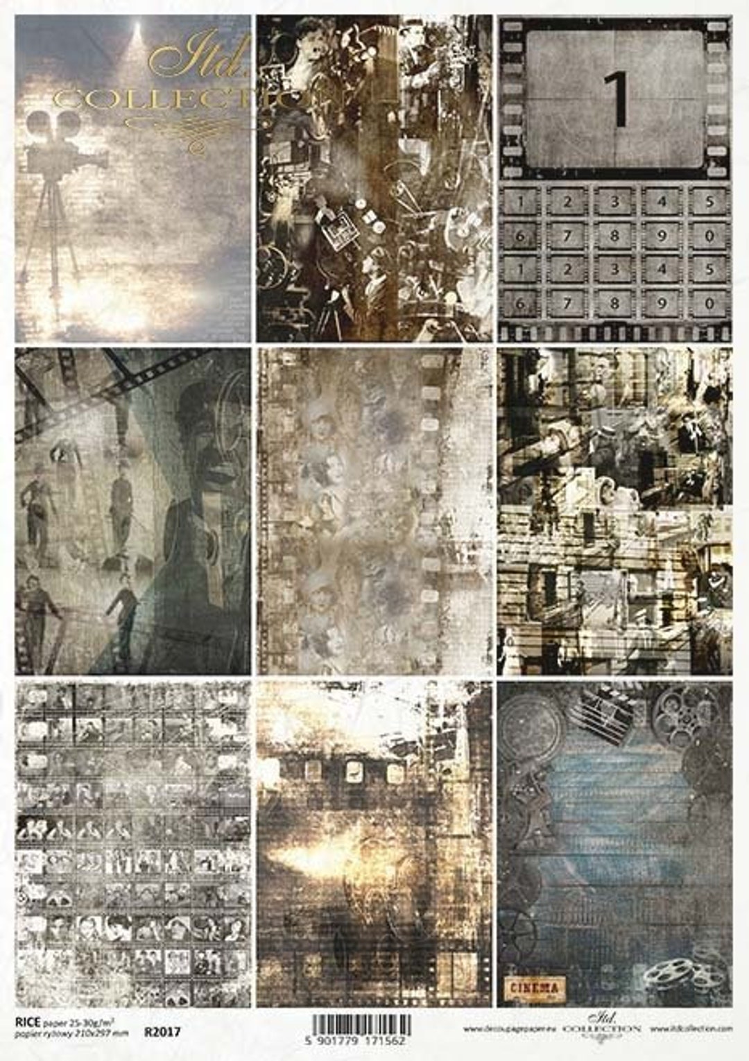ITD Collection A4 Magic of Cinema Collage Rice Paper - A4 Rice Paper ...