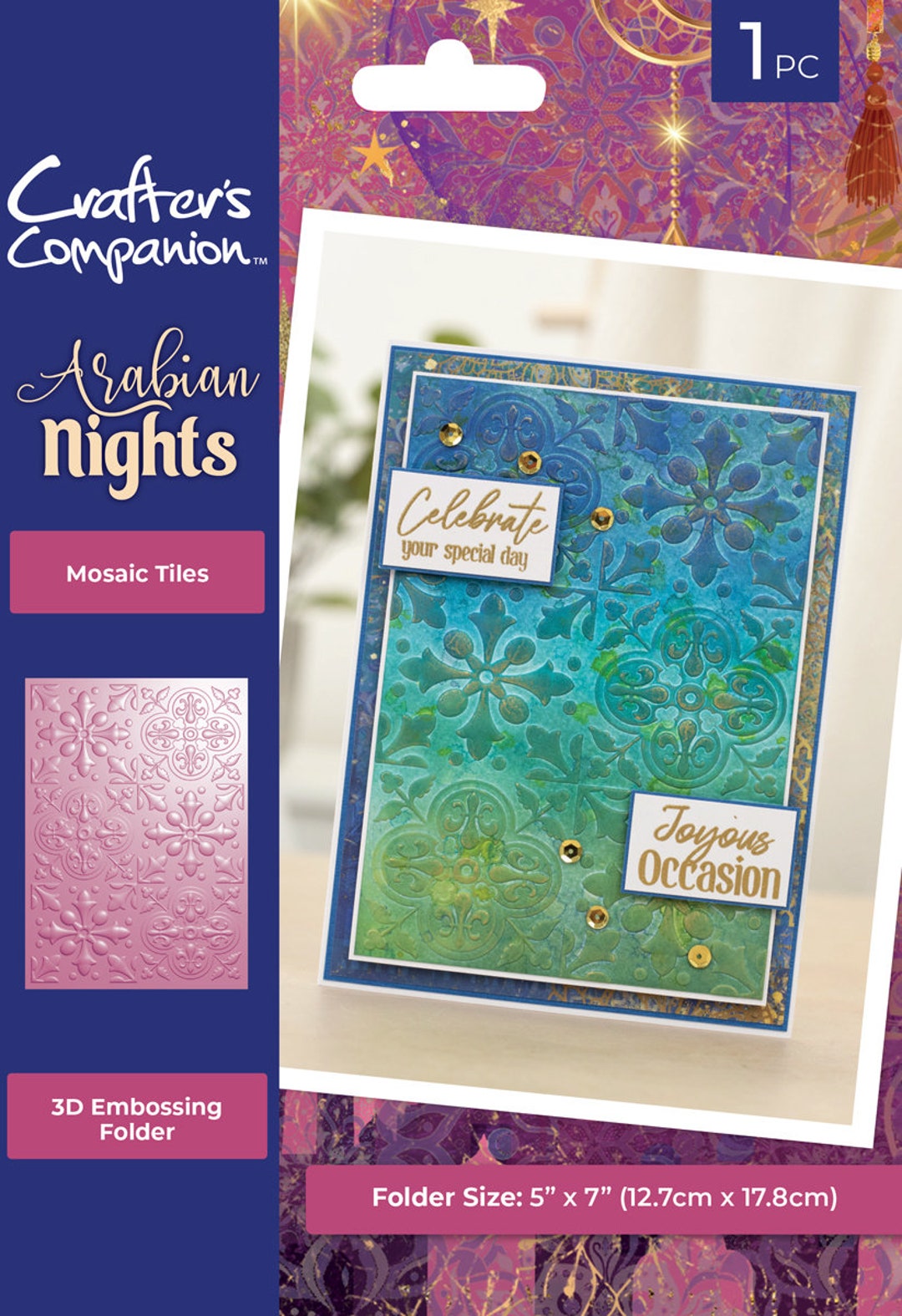 Crafter's Companion Mosaic Tiles 3D Embossing Folder - Arabian Nights Collection - Embossing ...