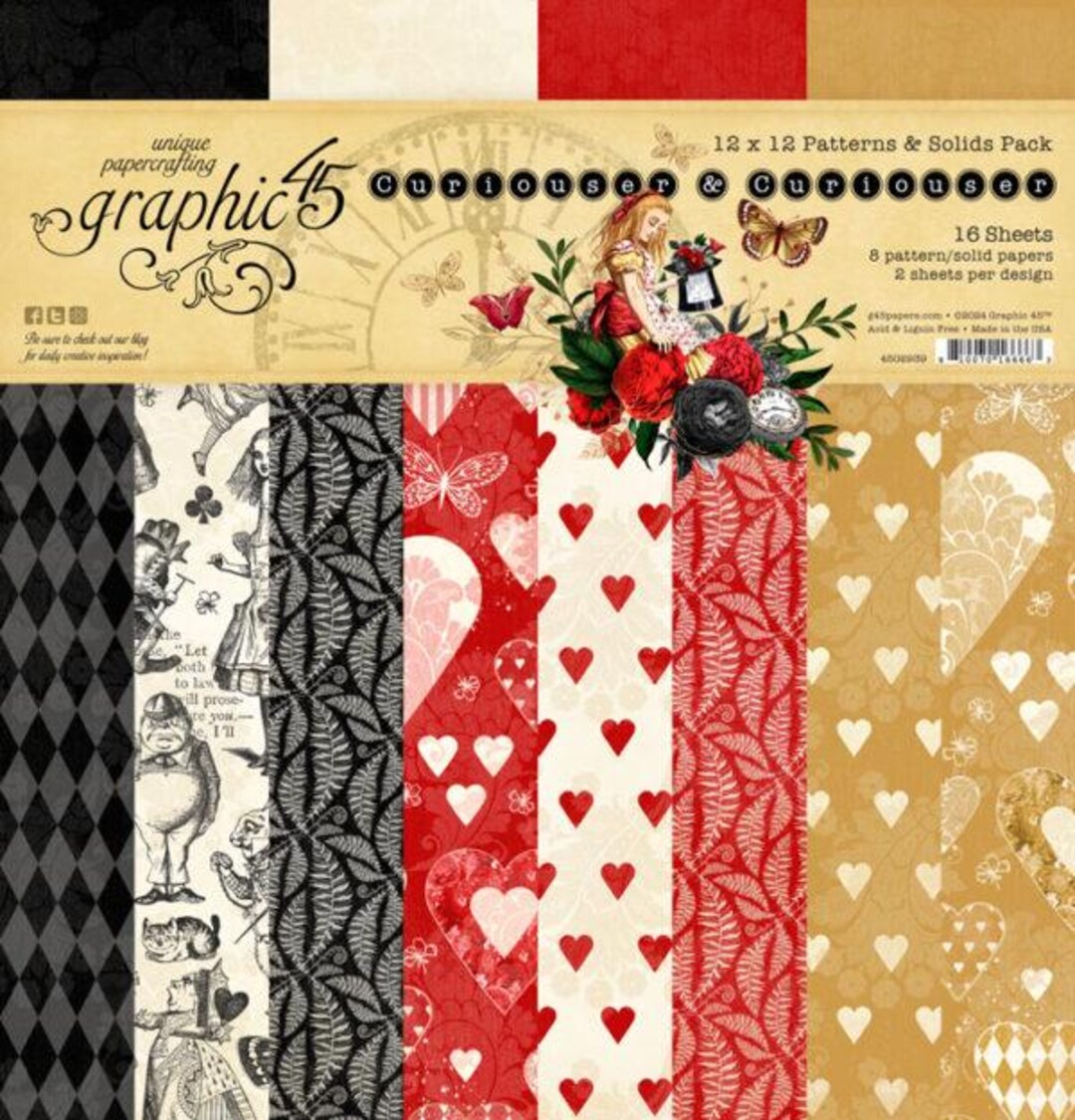 Graphic 45 12x12 Curiouser & Curiouser Patterns and Solids - Alice ...