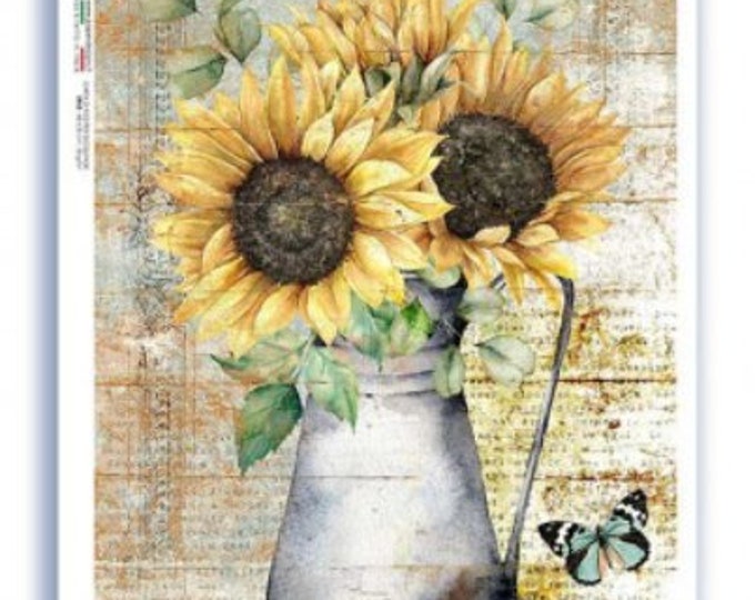 NEW A4 Country Rice Paper - Sunflower Paper - Country Sunflowers Rice ...