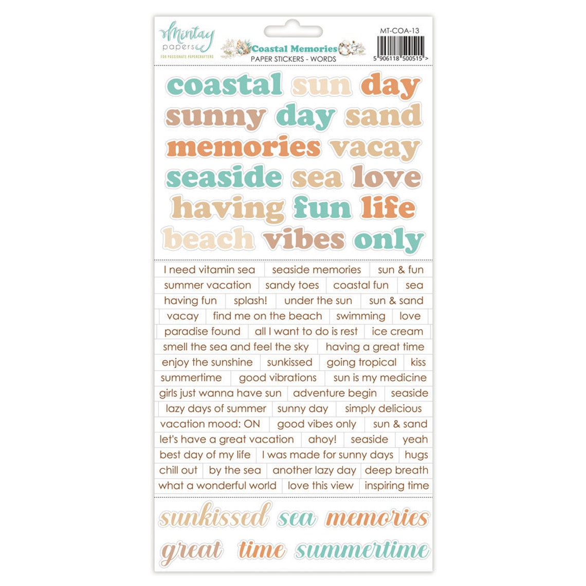 Mintay Coastal Memories Words Stickers - Cardboard Sticker Sheet ...