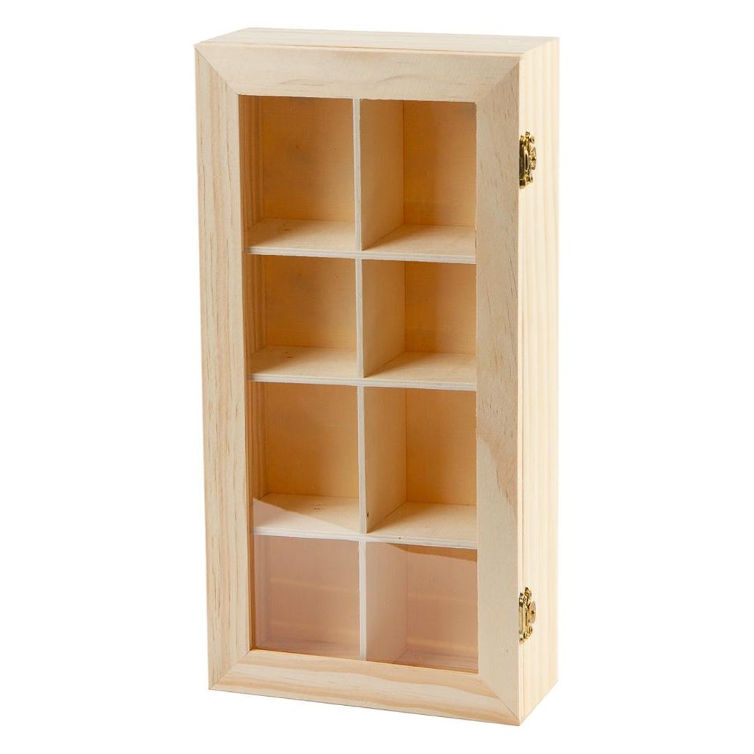 Unfinished Wood Shadowbox With Door - Wood Cutout - Mini Curio Cabinet - Curio DIY - Unfinished ...