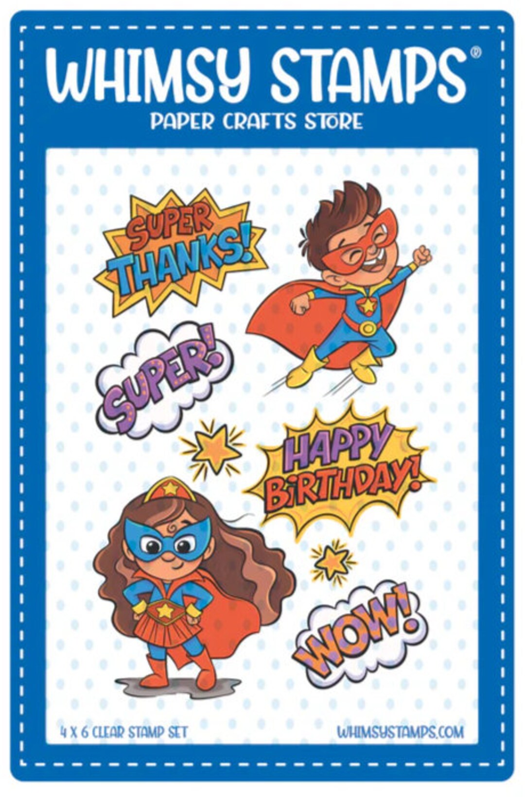 Whimsy Stamps Super Kids Clear Stamps - Clear Cling Stamps - Superhero ...