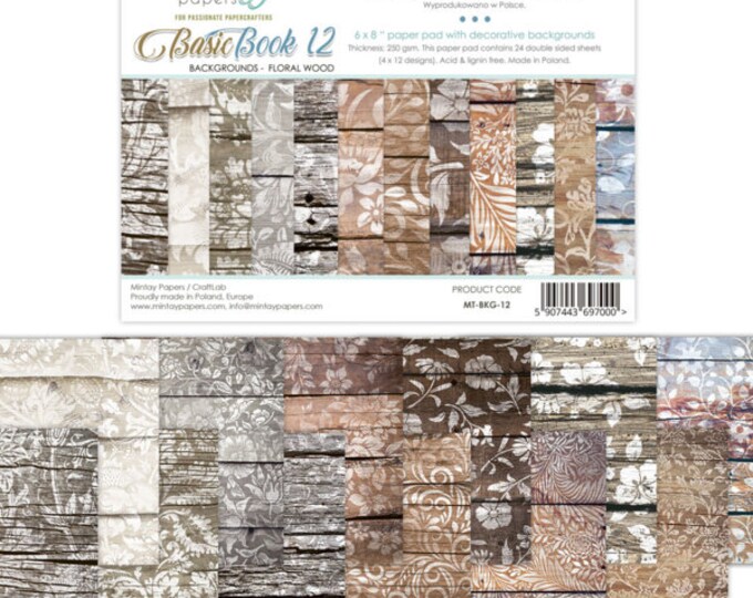 Mintay 6x8 Floral Wood Backgrounds Paper Pad - Double Sided Paper - 6x8 ...