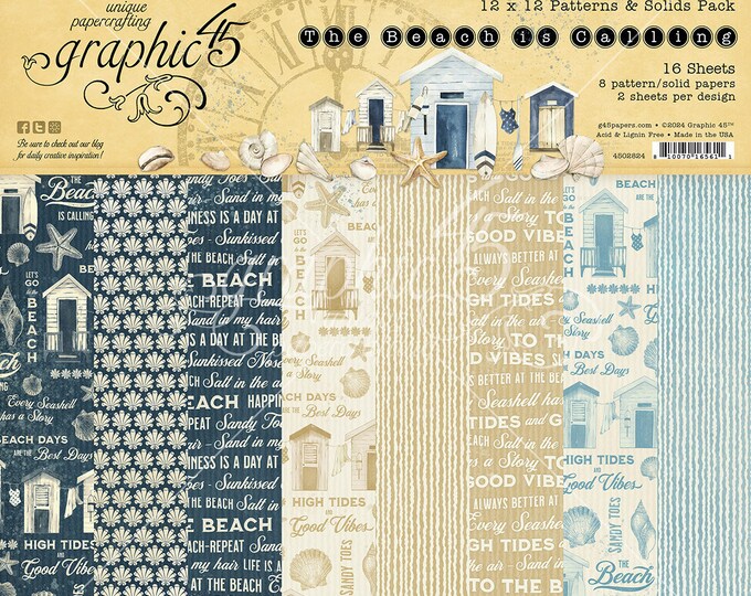 Graphic 45 12x12 the Beach is Calling Patterns and Solids - 12x12 ...