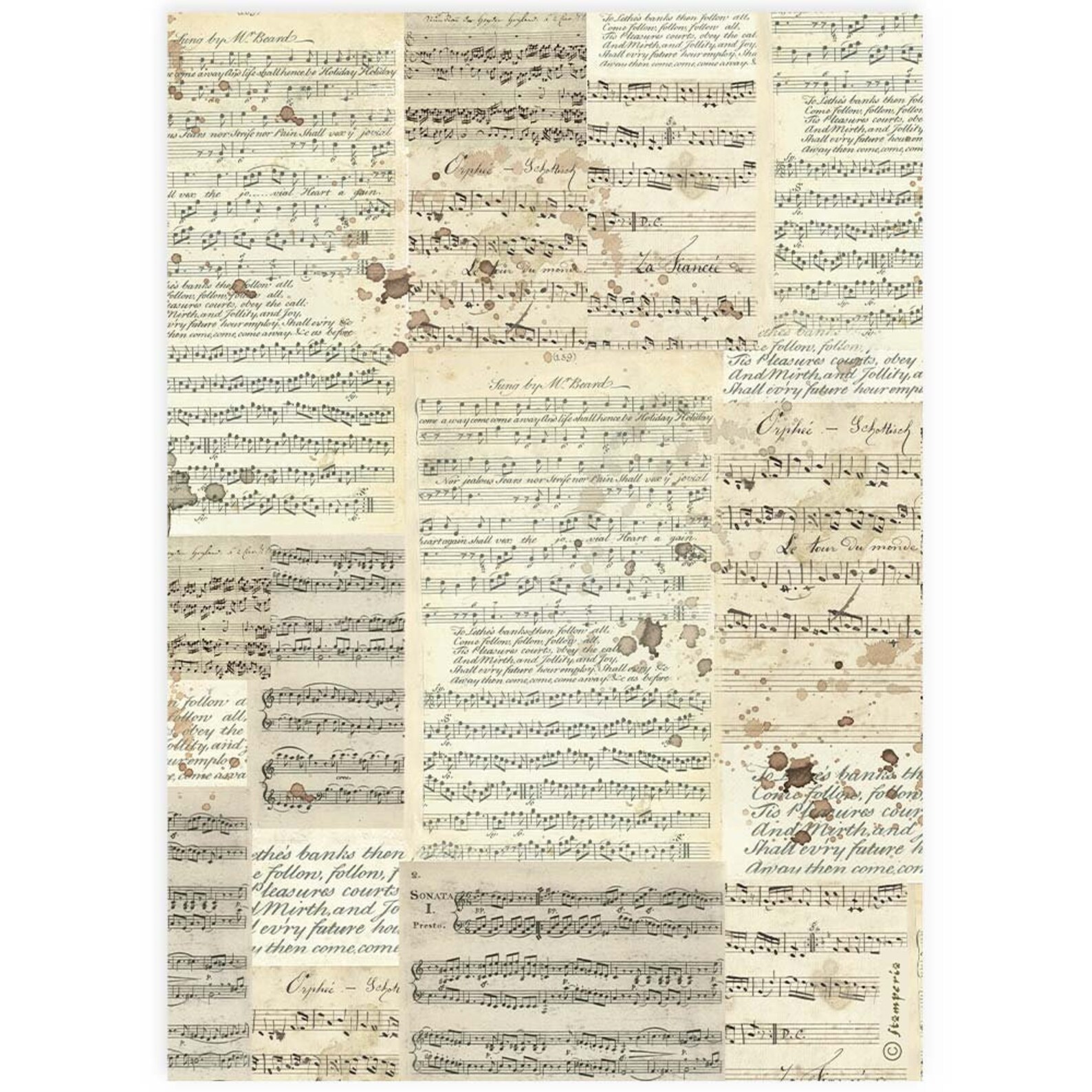 Stamperia Music A4 Rice Paper - Stamperia Rice Paper - Music Sheet Rice ...