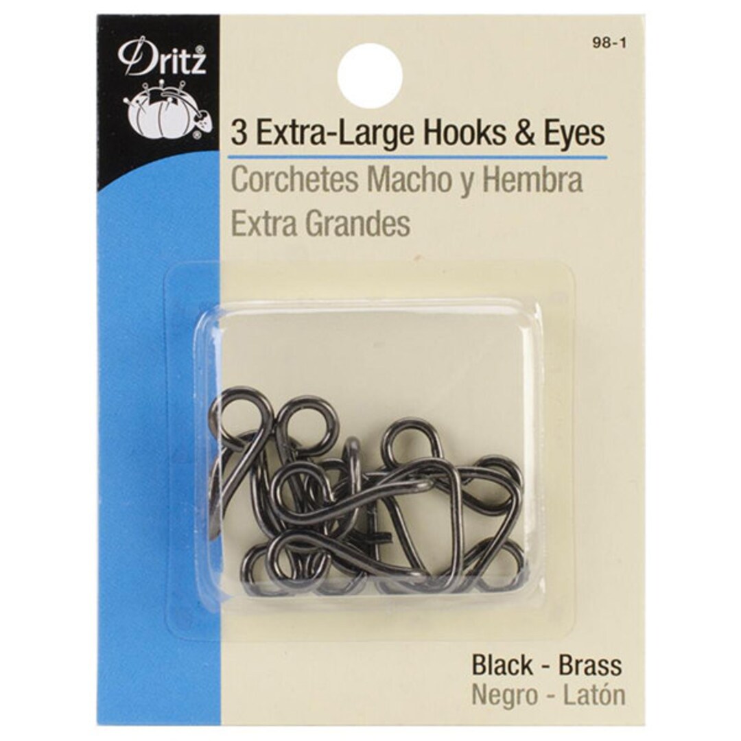 Hooks and Eyes - Extra Large Hooks and Eyes - Black Brass Hooks - Extra ...