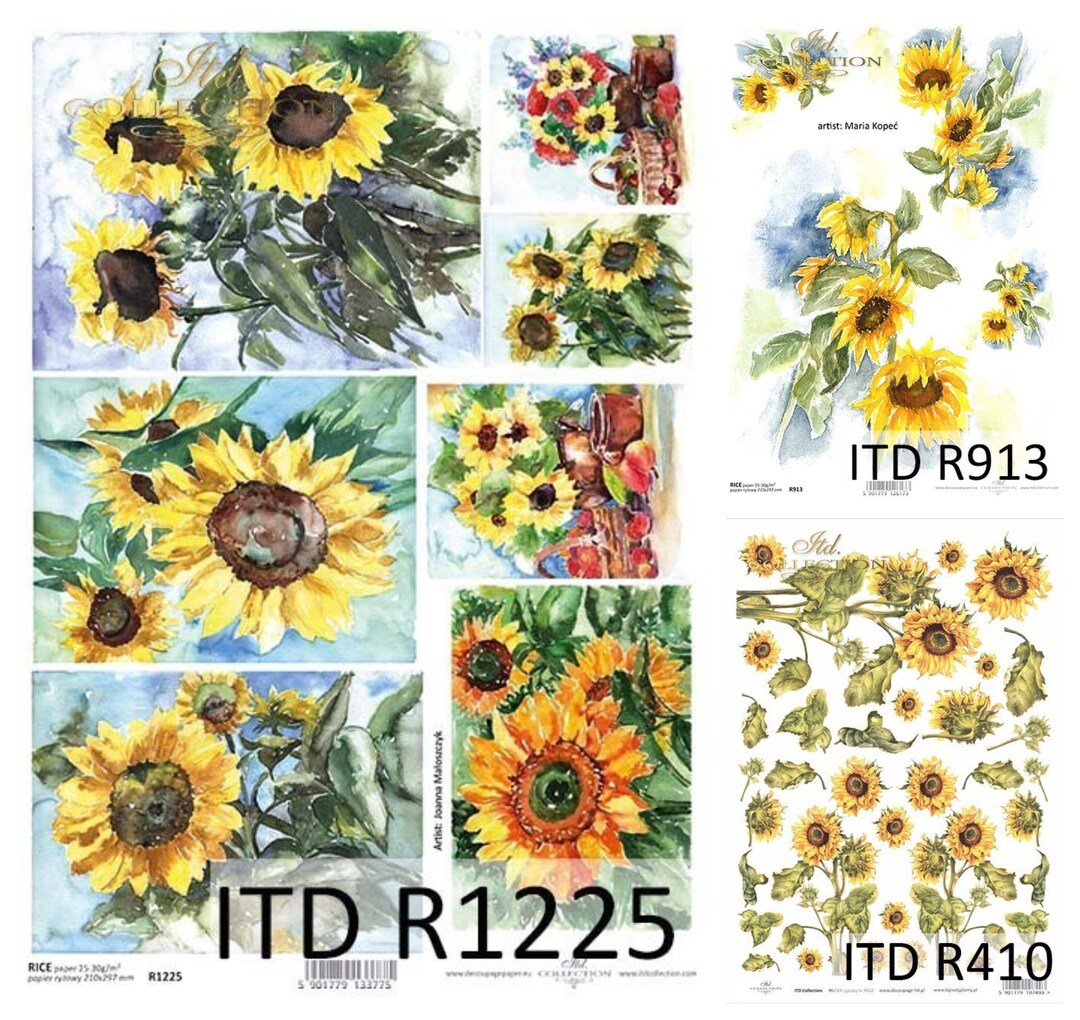 ITD Collection Sunflower Rice Paper - Flower Rice Paper - Sunflower ...