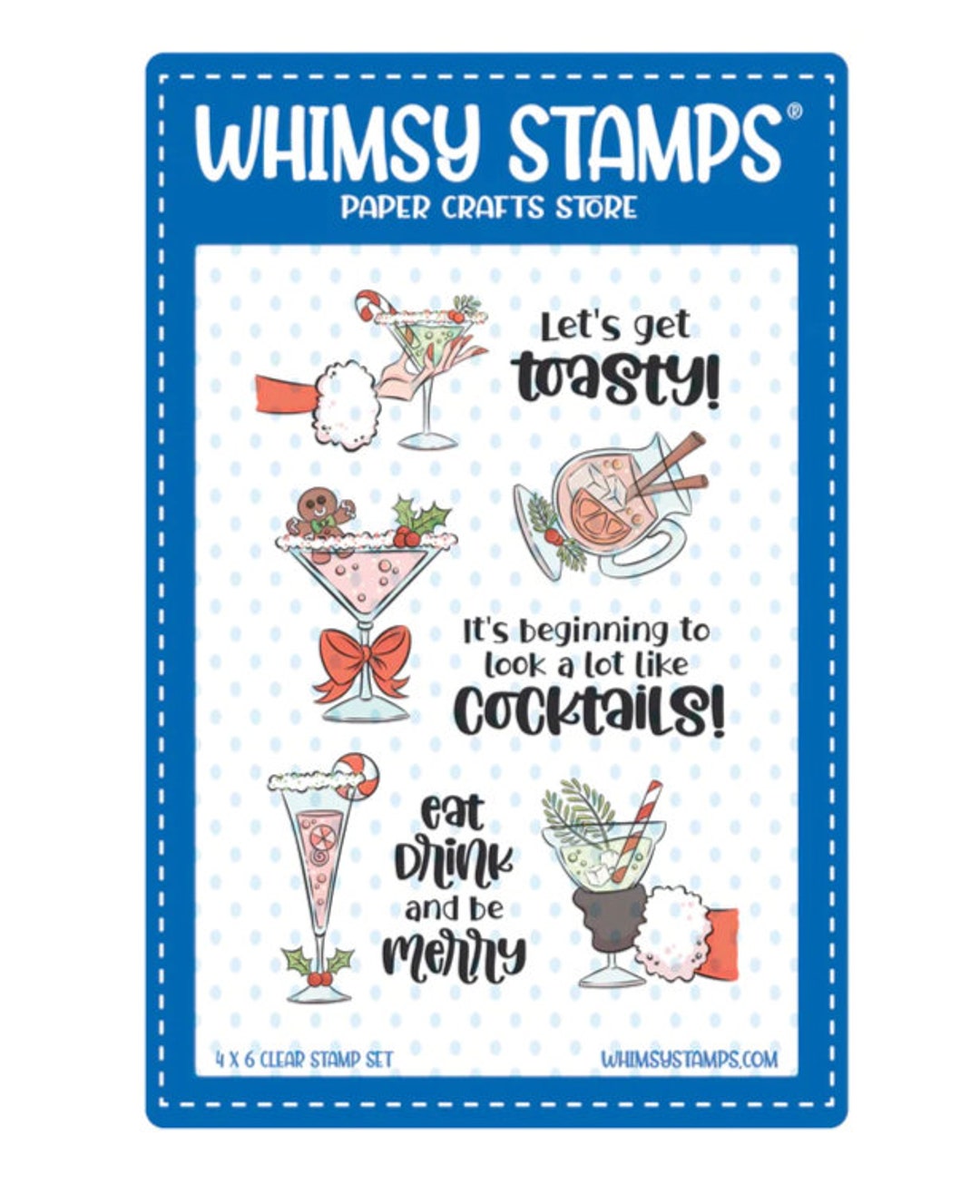 Whimsy Stamps Cocktails Clear Stamps - Clear Cling Stamps - Sentiment ...