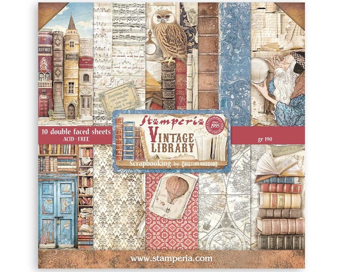 Stamperia 8x8 Vintage Library Cardstock - Stamperia - Double Sided ...