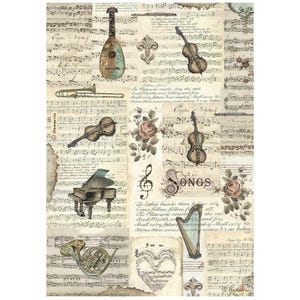 Stamperia A4 Music Rice Paper - Decoupage Rice Paper - Music Themed ...