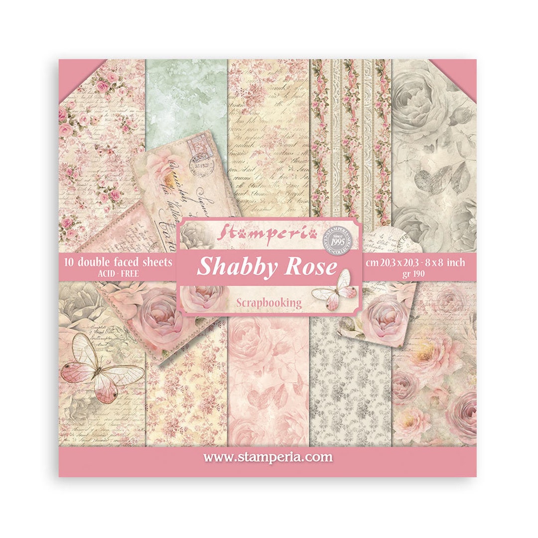 Stamperia 8x8 Shabby Rose Cardstock - Stamperia - Double Sided ...