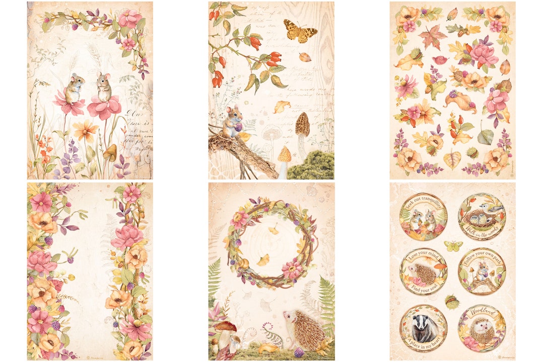 Stamperia A4 Woodland Rice Paper - Decoupage Rice Paper - Mushroom Rice ...