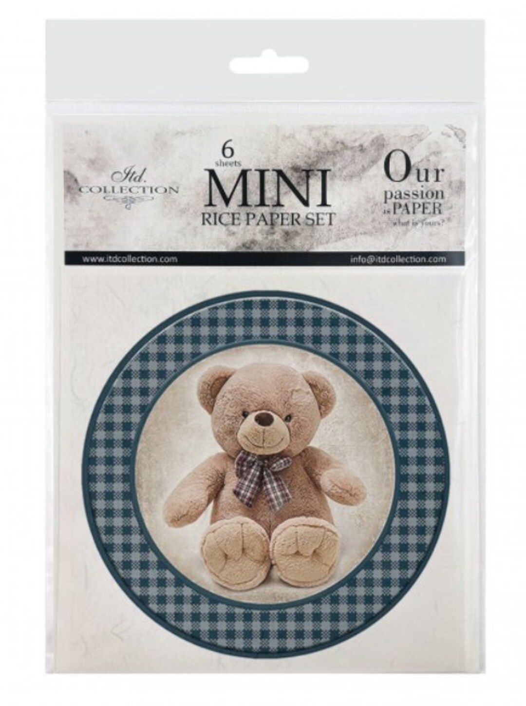 MINI Blue Check & Teddy Bear Christmas Rice Paper Set ITD Rice Paper ...