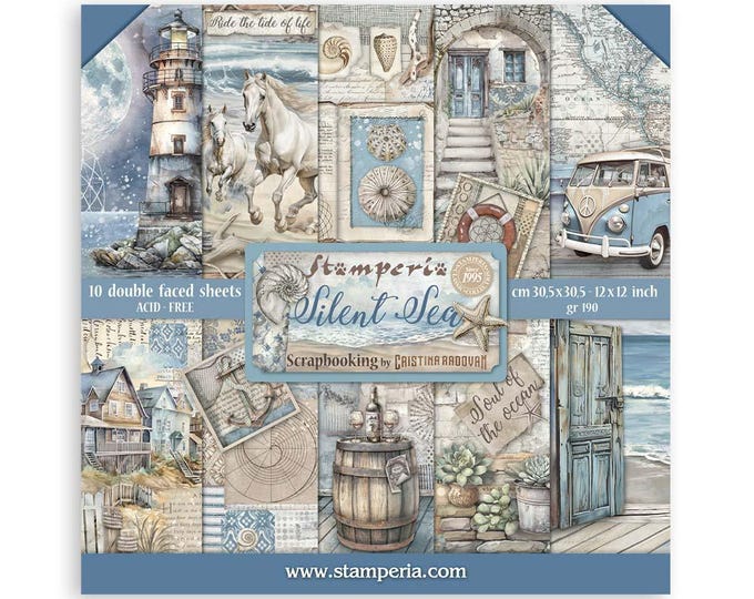 Stamperia 12x12 Silent Sea Cardstock - Double Sided Paper - 12x12 ...