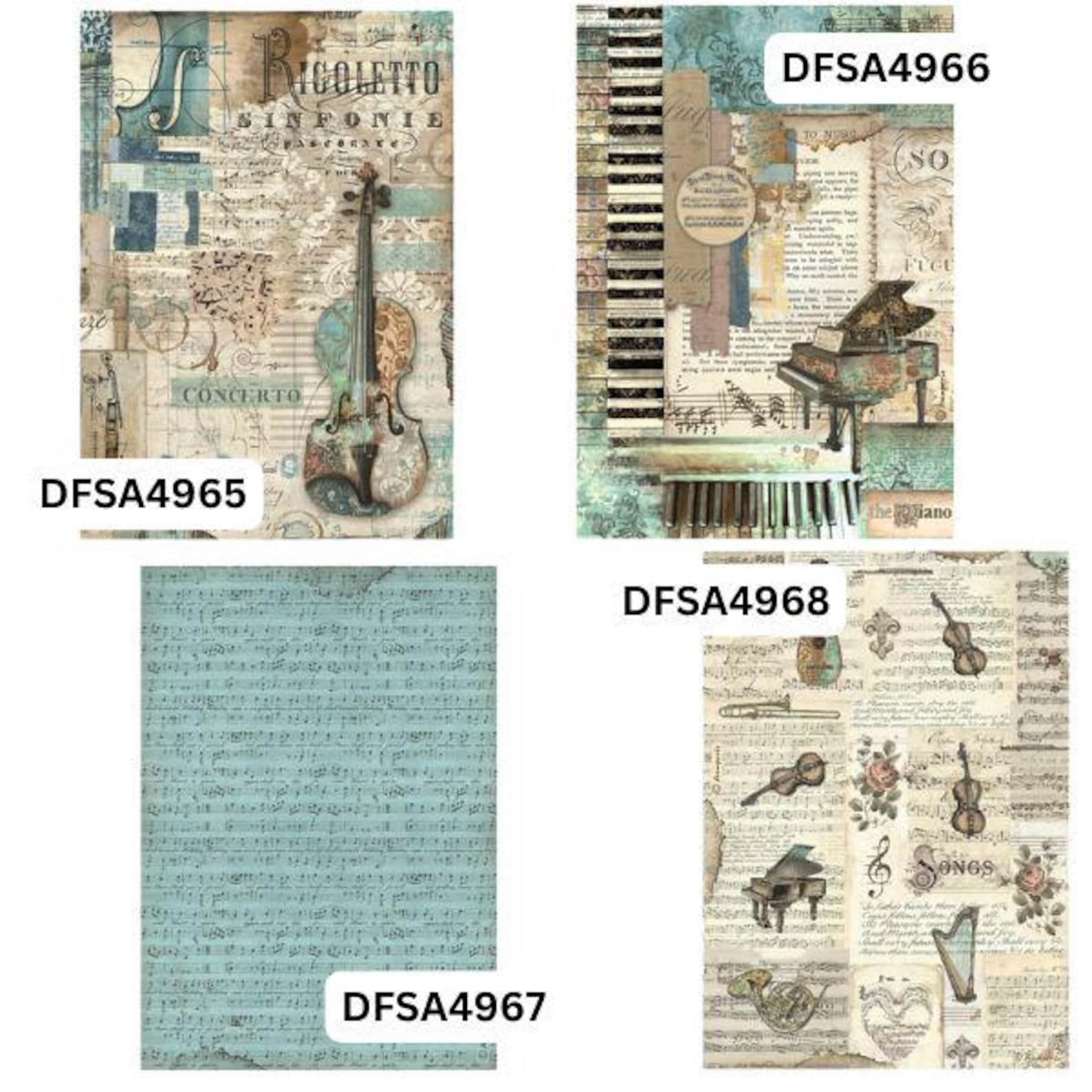 Stamperia A4 Music Rice Paper - Decoupage Rice Paper - Music Themed ...