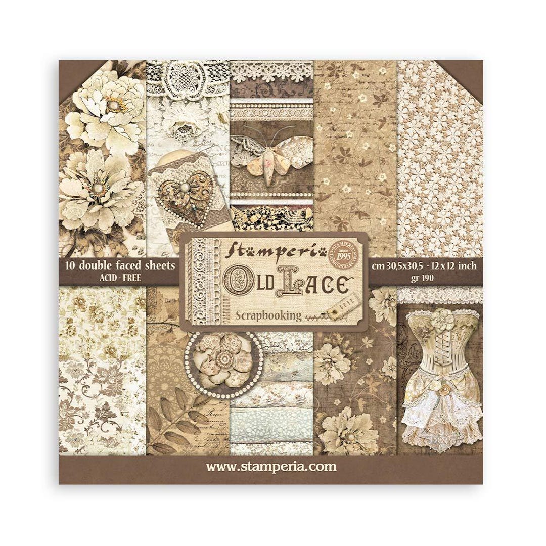 Stamperia 12x12 Old Lace Cardstock - Double Sided Paper - Elegant 12x12 ...